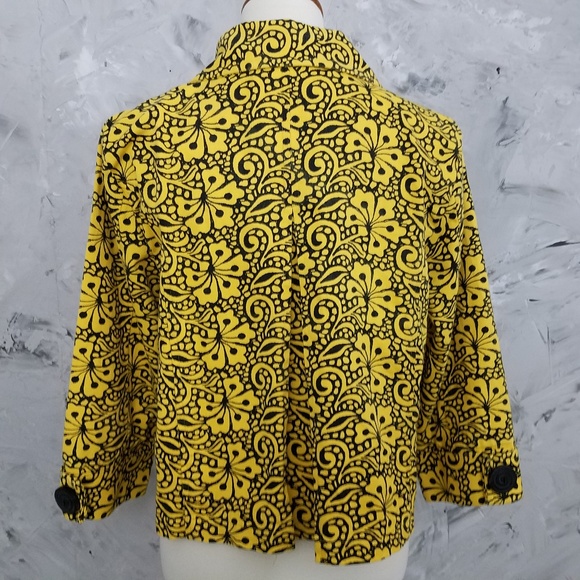 Life Style | Jackets & Coats | Life Style Yellow And Black Floral Print ...